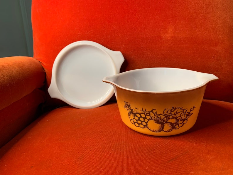 Old Orchard Pattern Pyrex 473 1 Quart Casserole Dish With Brown Lid - Etsy