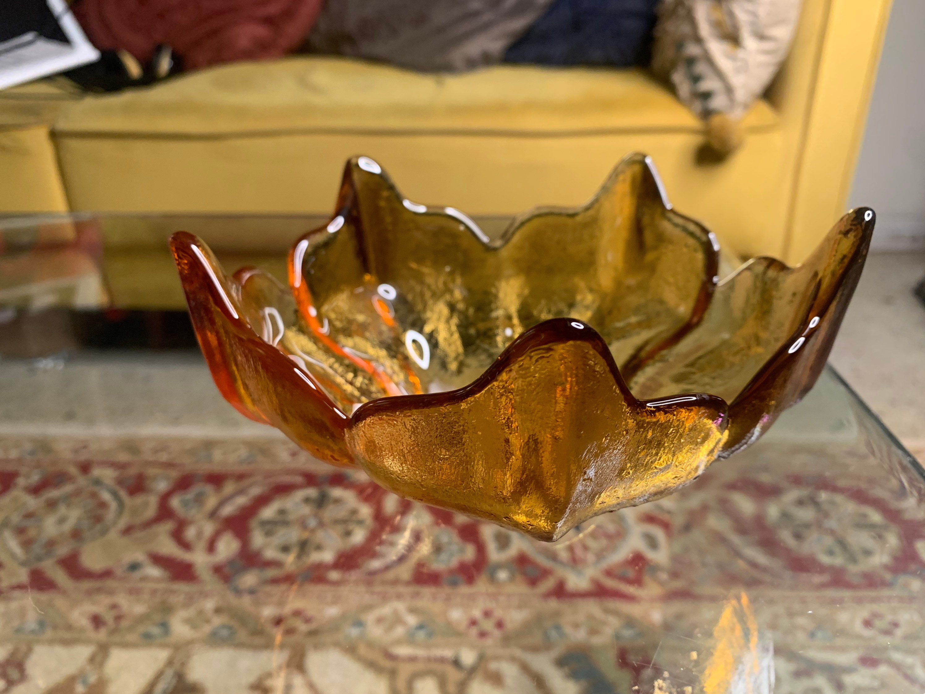 Viking Glass Amber Nut Candy Bowl Dish - Etsy