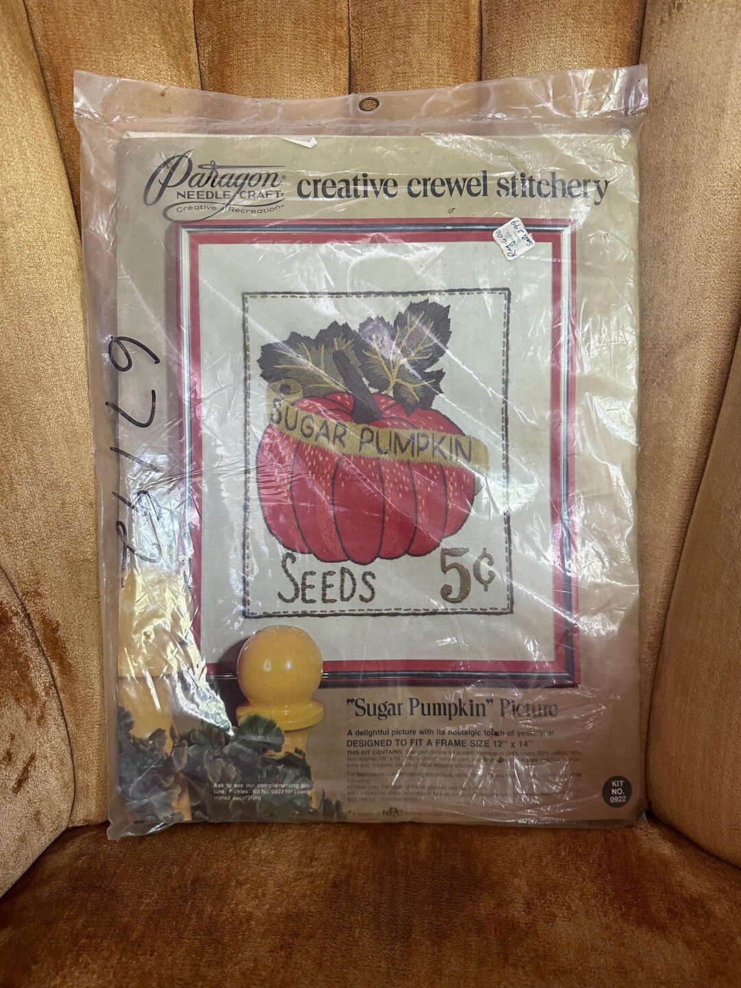 Vintage 1974 Paragon Creative Crewel Stitchery Sugar Pumpkin Seed Kit ...