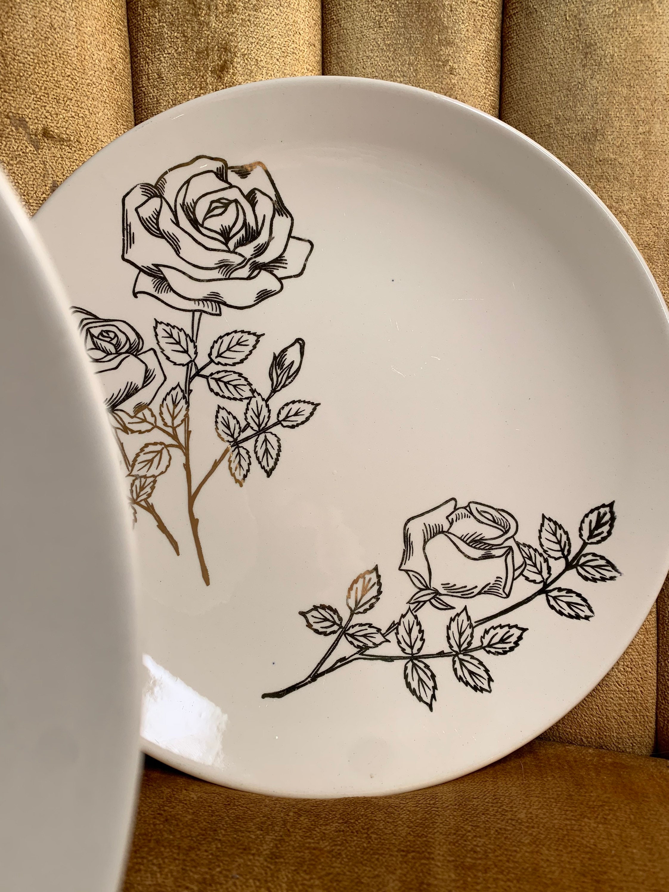 Set of 2 Scio Pottery Golden Rose Dinner Plates App 10 Inches - Etsy
