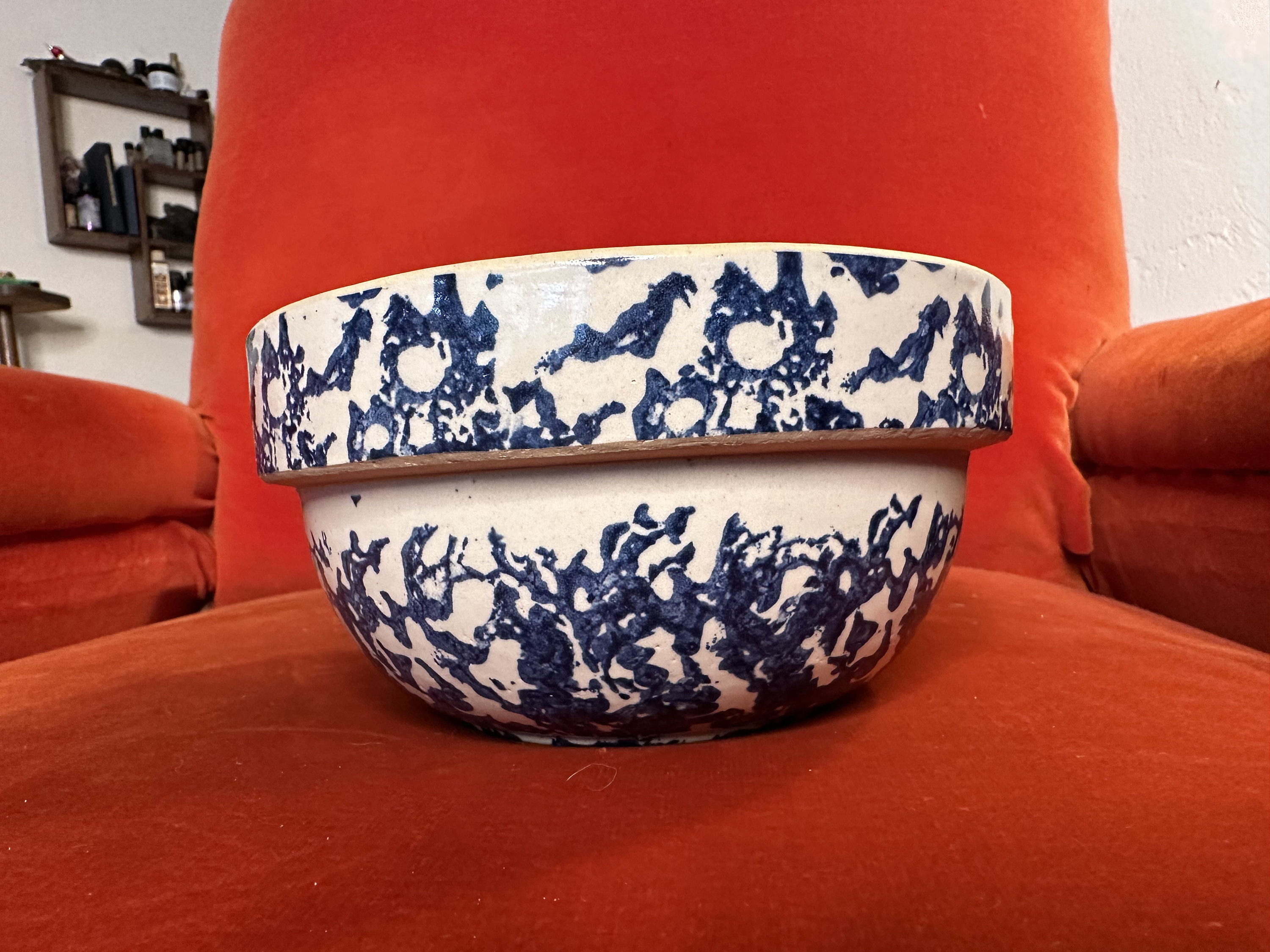 Old Cobalt Blue Spongeware Bowl - Etsy