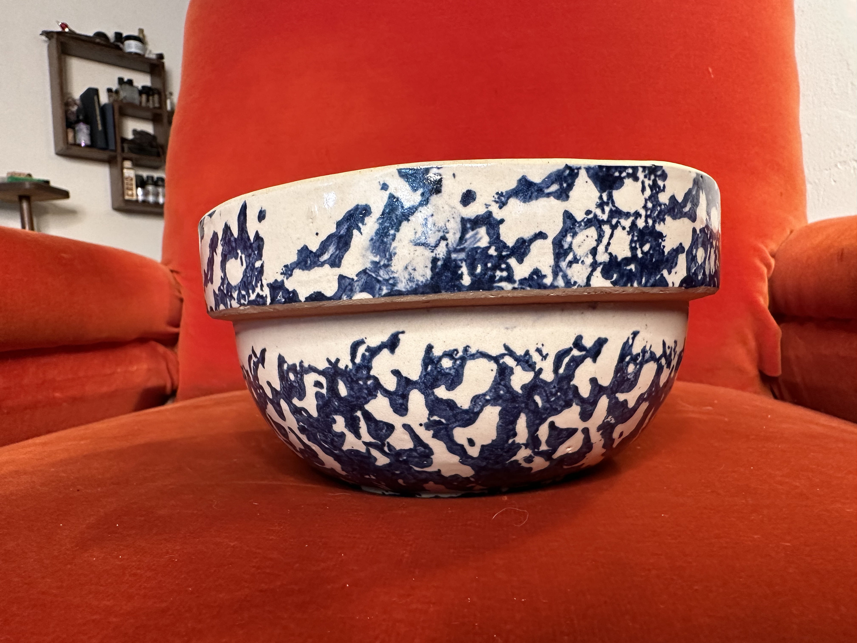 Old Cobalt Blue Spongeware Bowl - Etsy