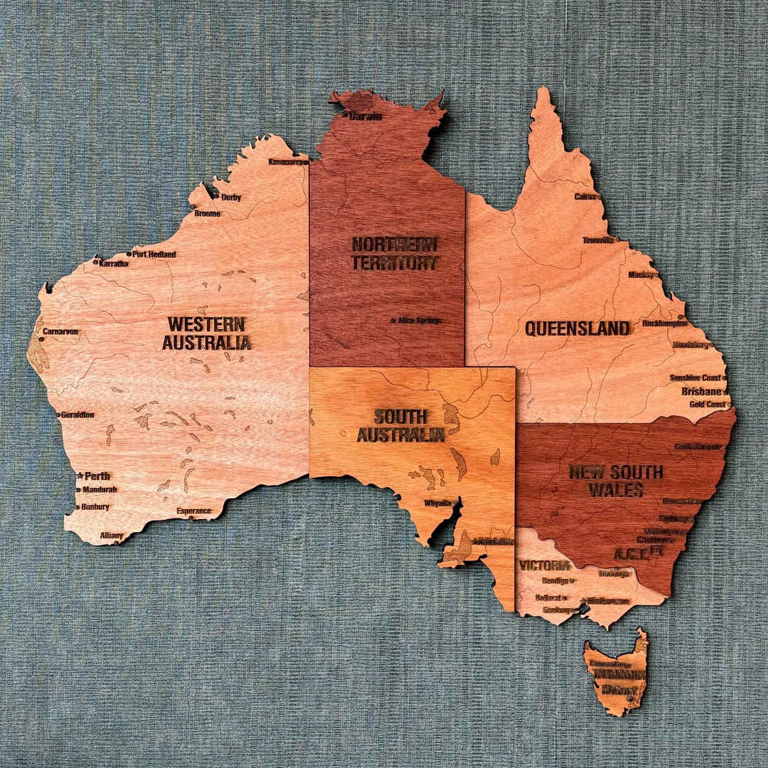 Wooden Australia Map Wall Art Sydney Travel Map Modern Home Office ...