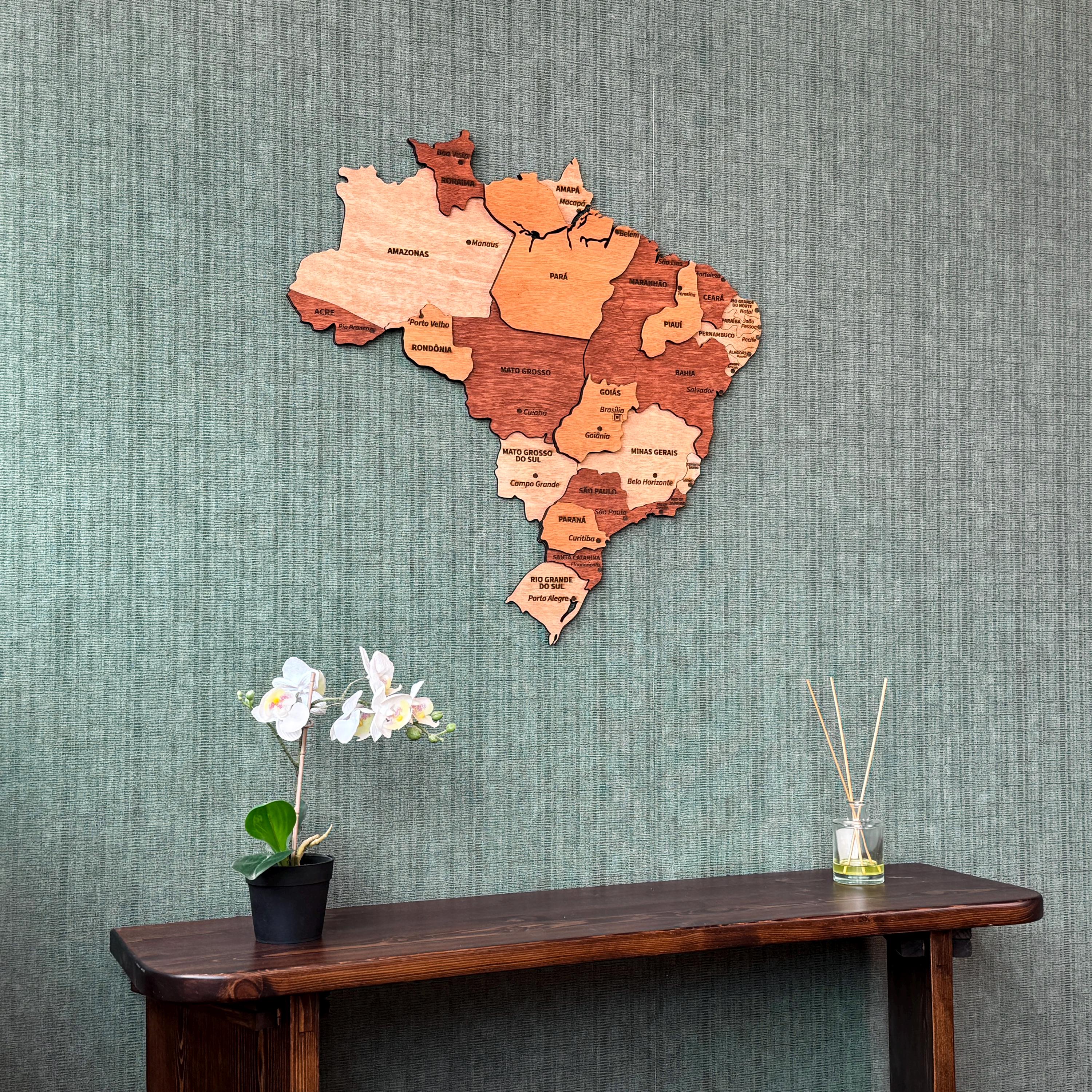 Wooden Brazil Country Map Wall Art Rio De Janeiro Travel Map Modern ...