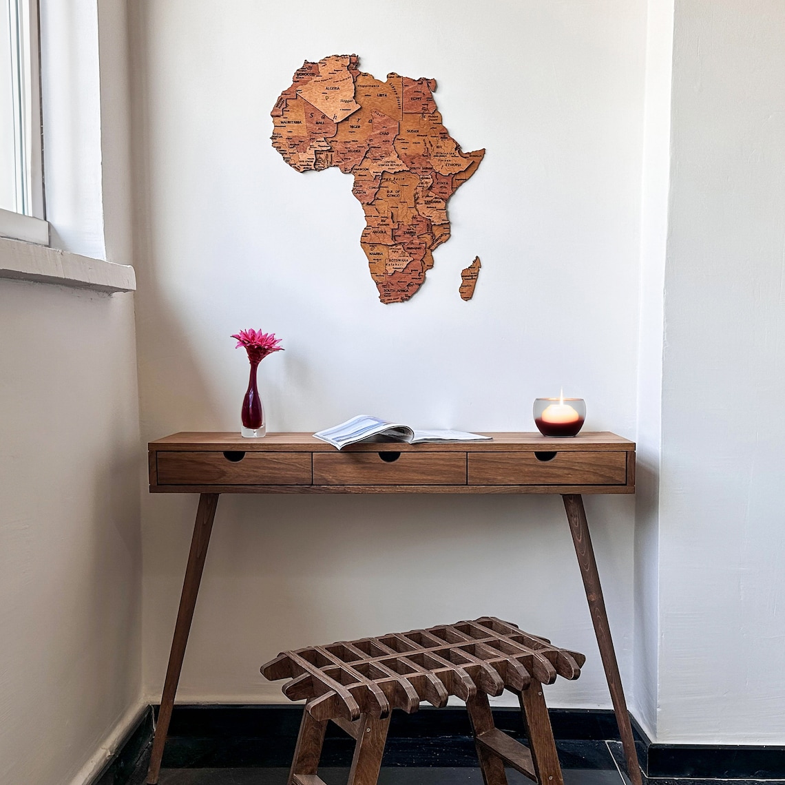Wooden Africa Map Wall Art 3D Map of Africa Travel Souvenir African ...