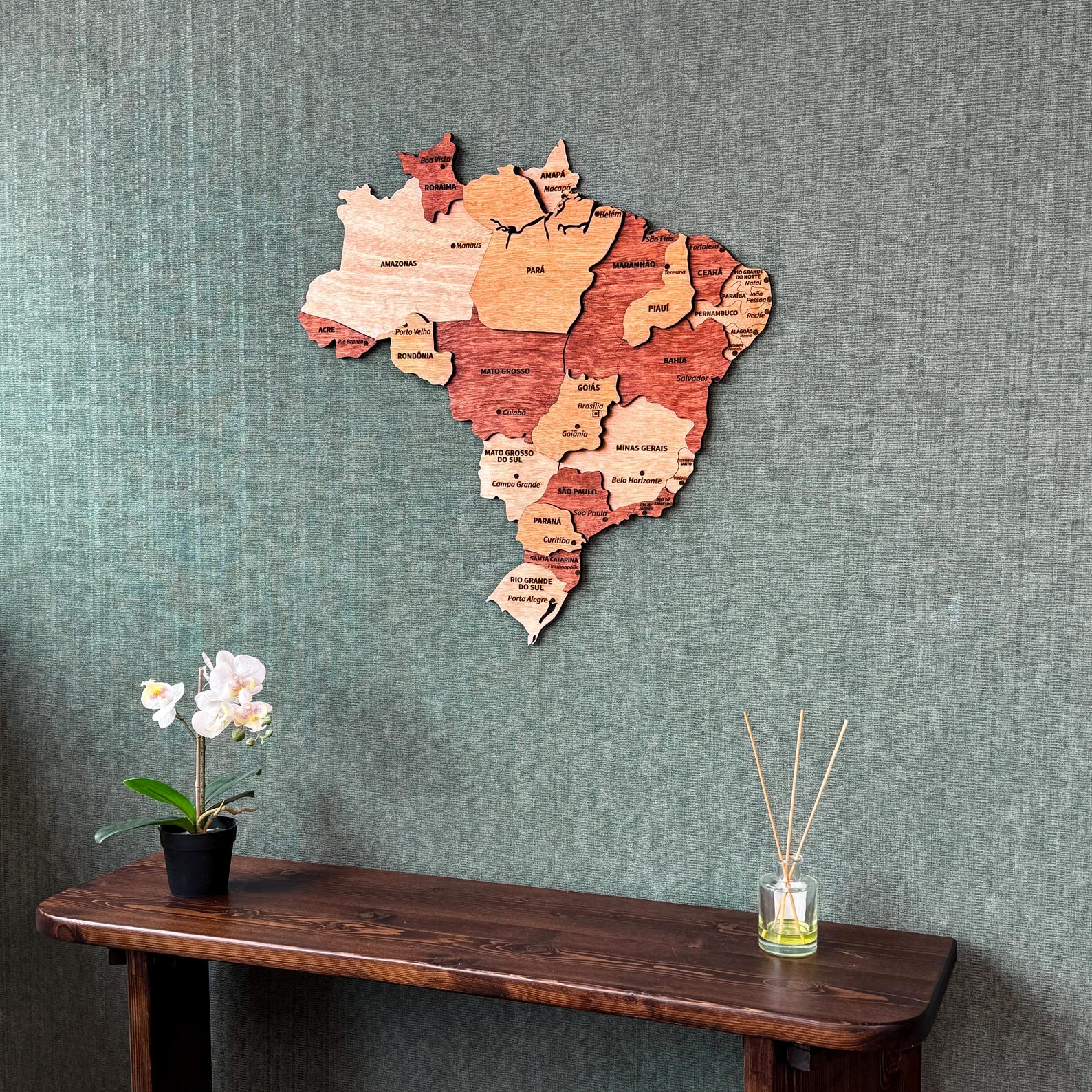 Wooden Brazil Country Map Wall Art Rio De Janeiro Travel Map Modern ...