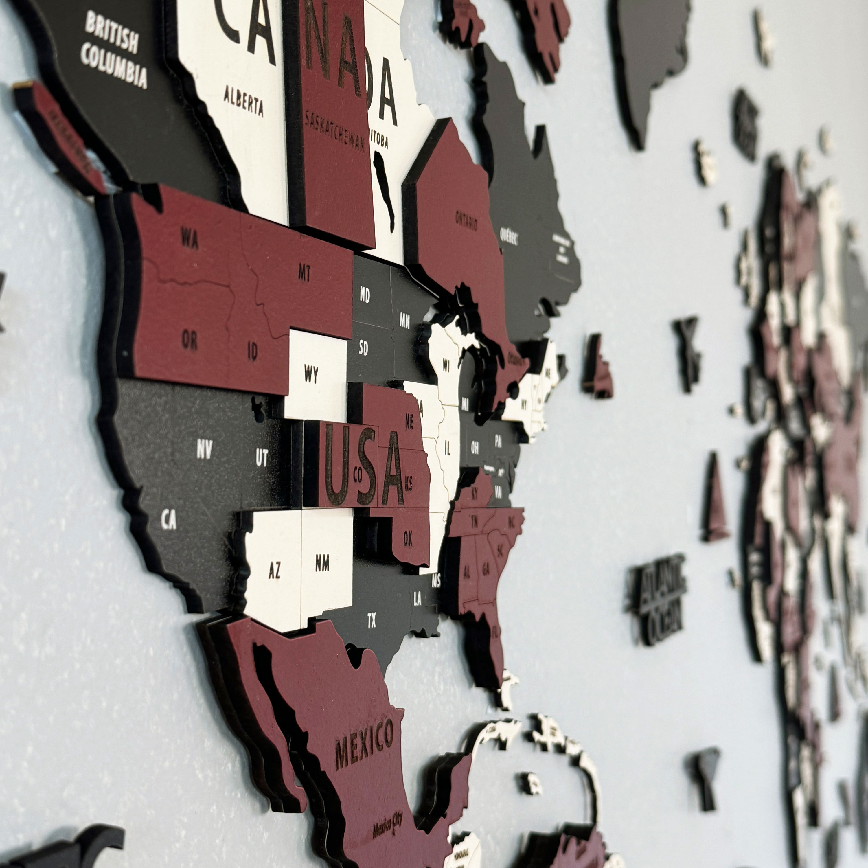 Wooden World Map for Wall Art 3D Push Pin Travel Map Home Office Decor ...