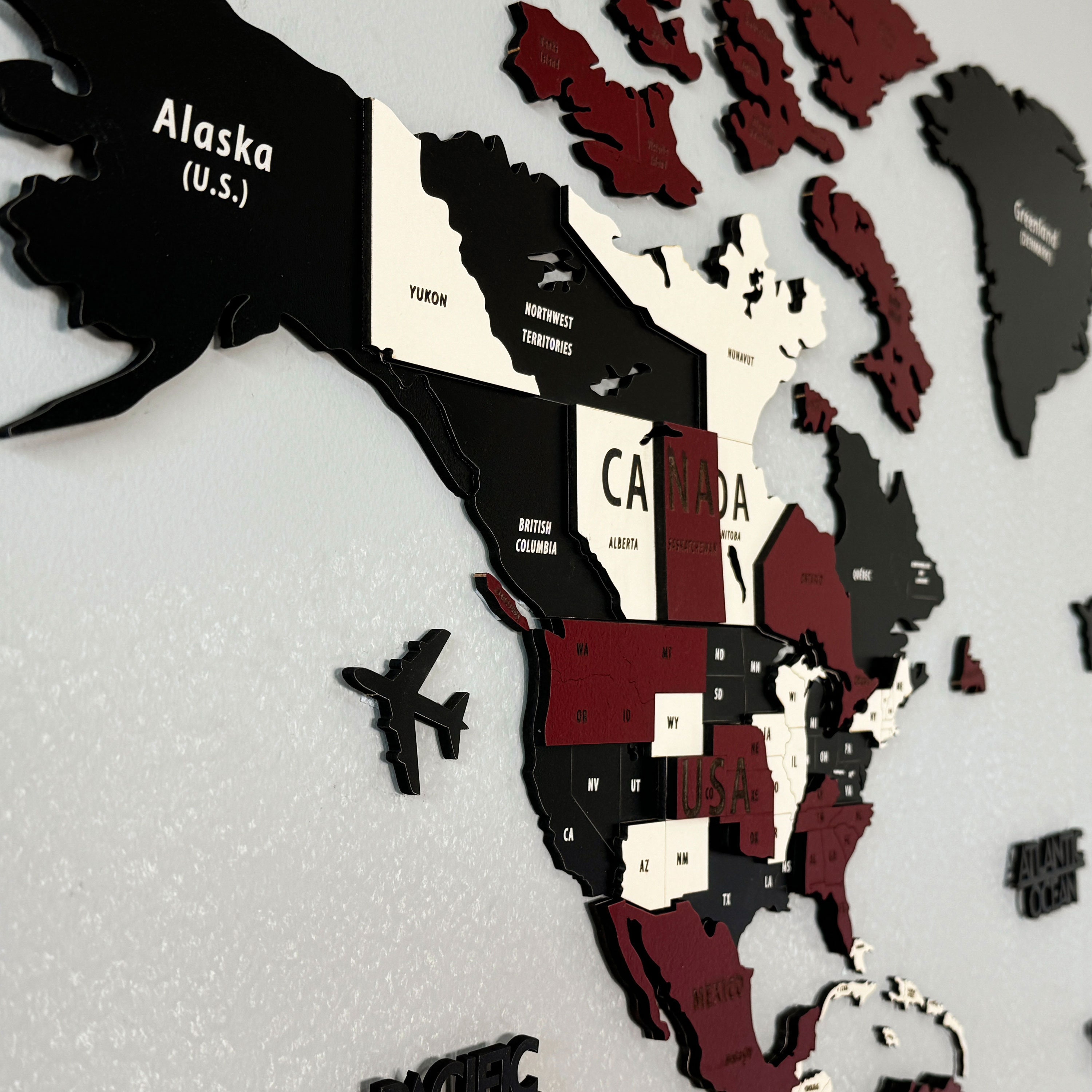 Wooden World Map for Wall Art 3D Push Pin Travel Map Home Office Decor ...