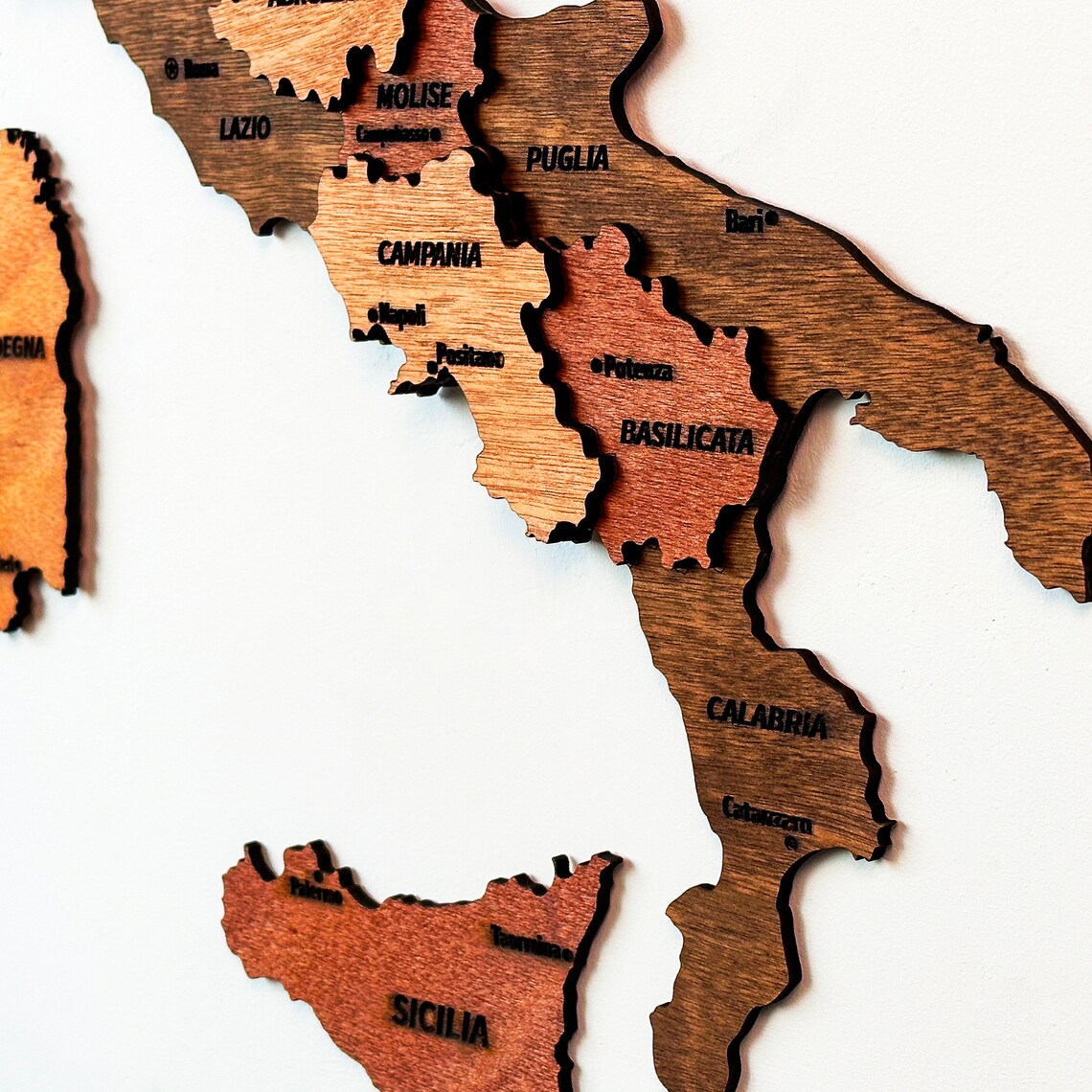 Wooden Italy Map Wall Art Rome Travel Map Modern Home Office Decor ...