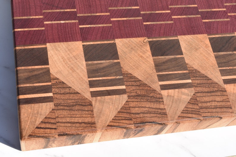 End Grain Cutting Board Zebra Wood Maple Purple Heart - Etsy