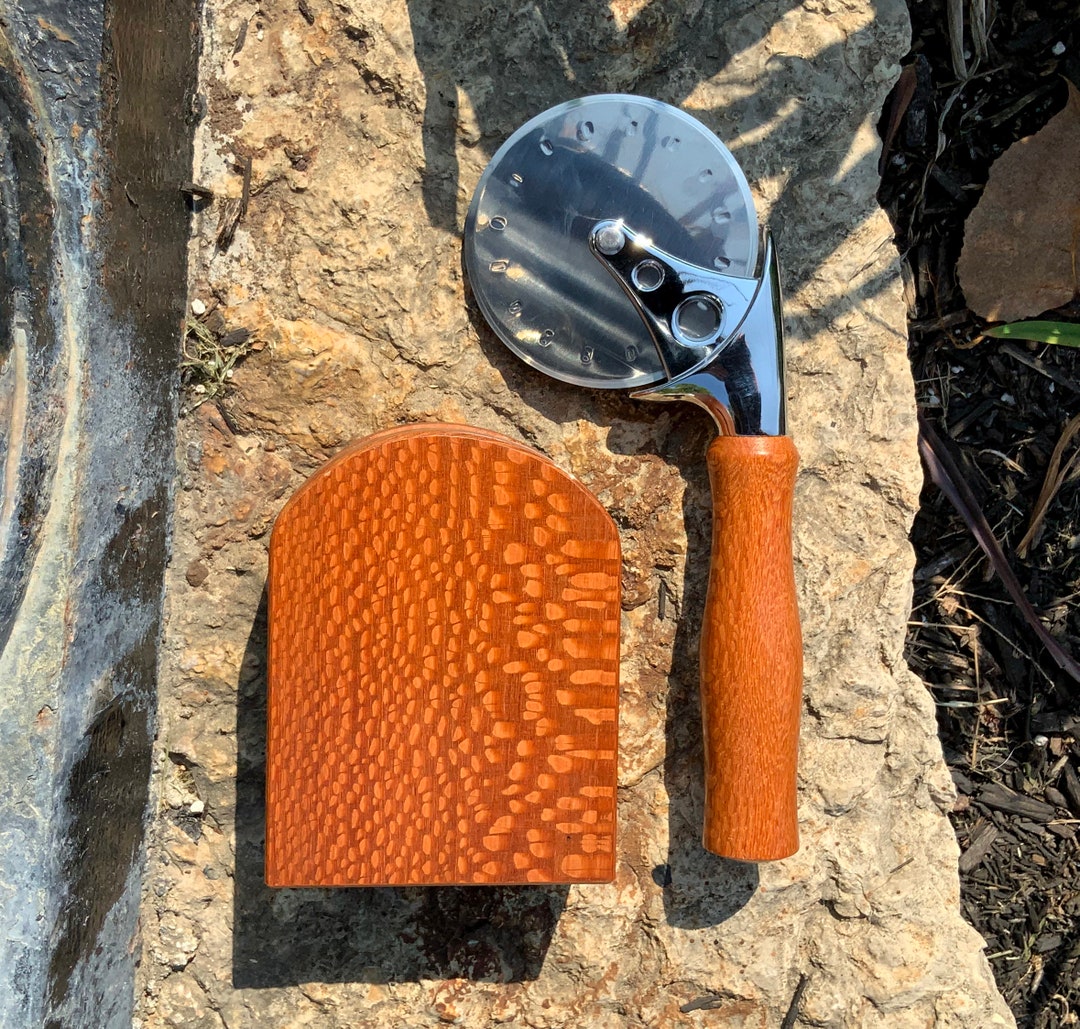 Pizza Cutter W/ Stand - Leopard Wood - Mahogany -handmade Exotic Woods ...