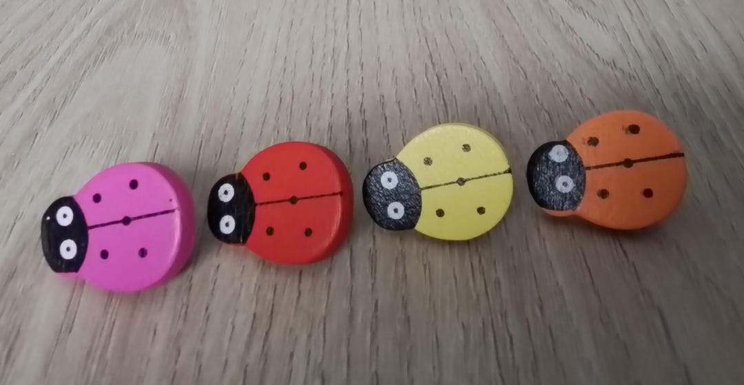 Set of 4 Wooden Ladybird Pin Badges, Ladybird Pin, Ladybug Pin, Insect ...