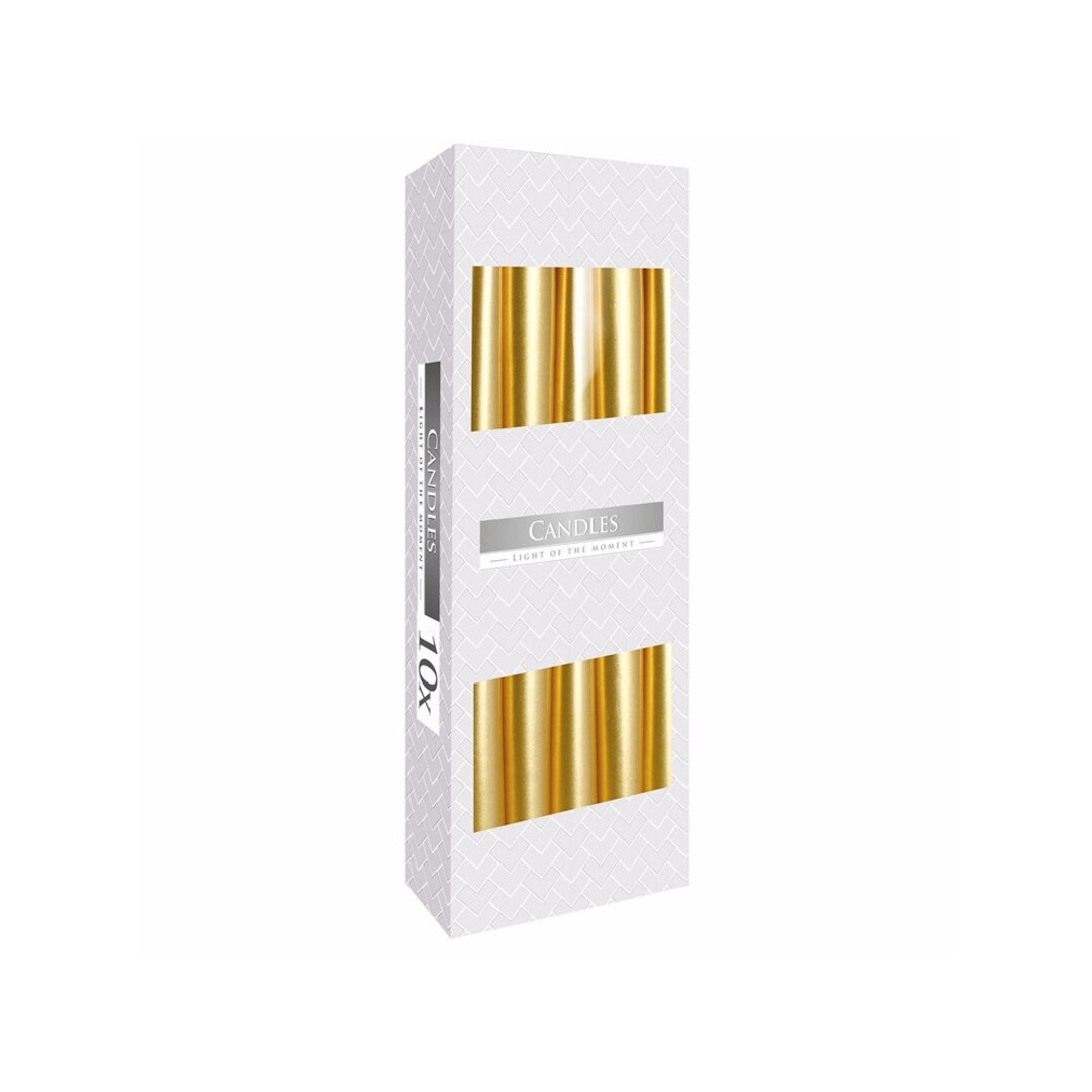 10 Metallic Gold Taper Candles - Etsy