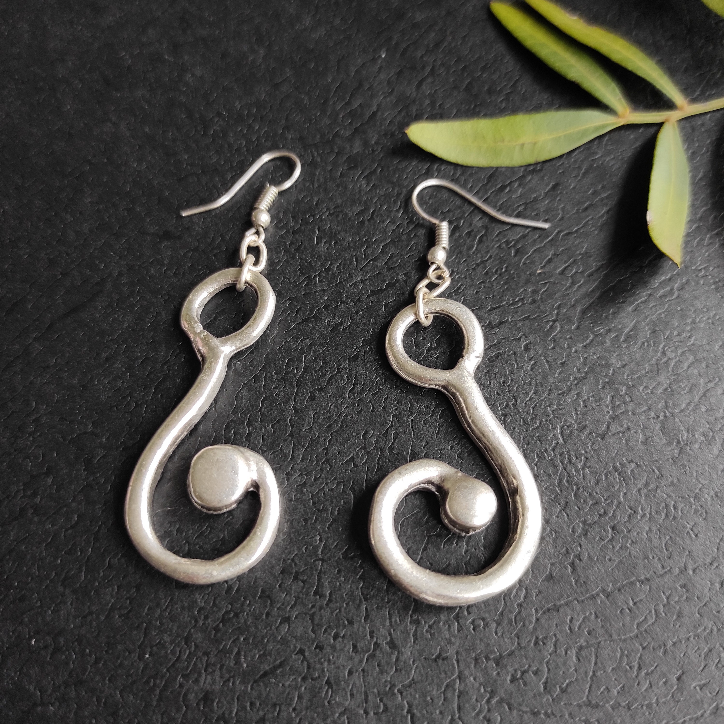 Abstract Dangle Drop Earrings-silver Bohemian Jewellery-huge Women ...