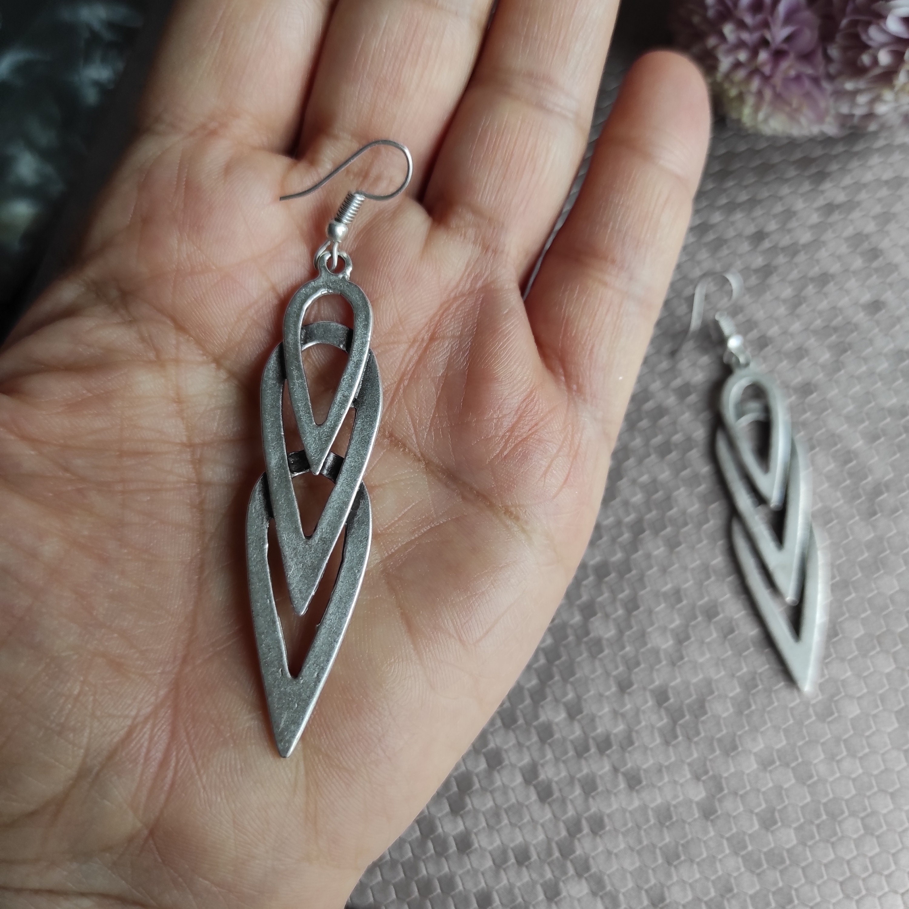 Abstract Dangle Drop Earrings-silver Bohemian Jewellery-huge Women ...