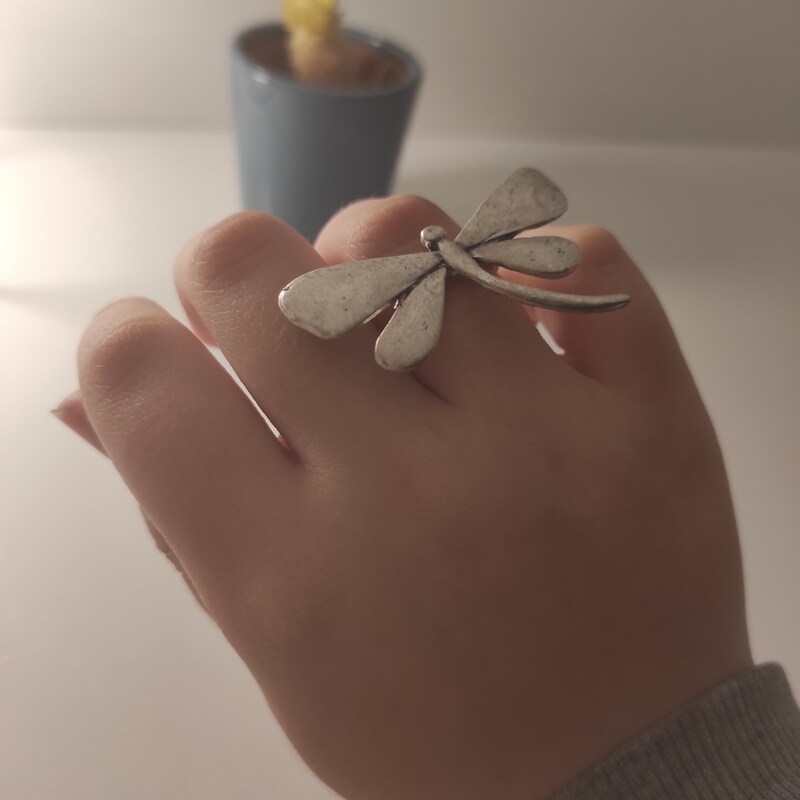 Silver Dragonfly Ring - Etsy