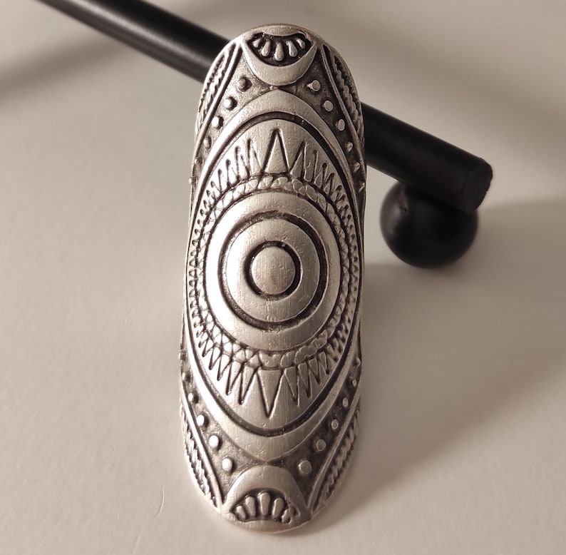 Mandala Oval Curved Full Finger Ring, Handmade Jewelry, Bohomian ...