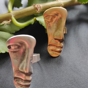 Christmas Gifts, Antique Face Gold Ring, Silver Abstract Humanface ...