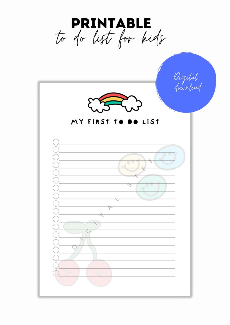 To Do List for Kids, My First to Do List, Daily Checklist for Kids ...