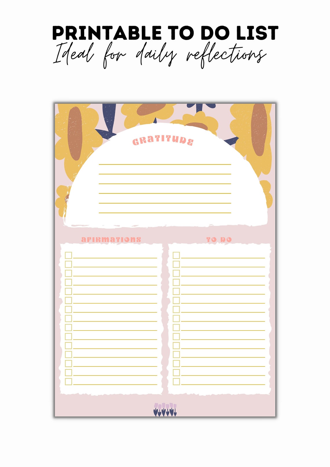 Daily Reflection Planner, Printable to Do List, Daily Gratitude Journal ...