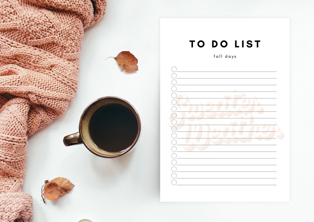 Fall Days to Do List Printable, Daily to Do List Task Checklist ...