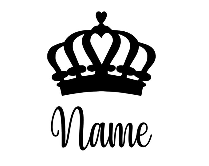 Personalised Princess Crown Name Vinyl Decal Sticker Great for Mugs ...