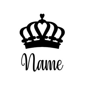 Personalised Princess Crown Name Vinyl Decal Sticker Great for Mugs ...