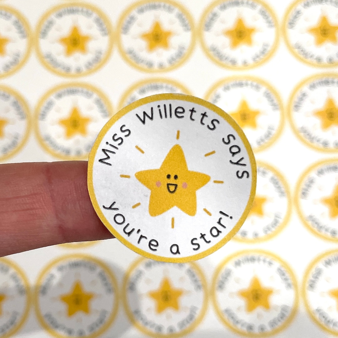 Youre a Star Teacher Reward Stickers Personalised Children School ...