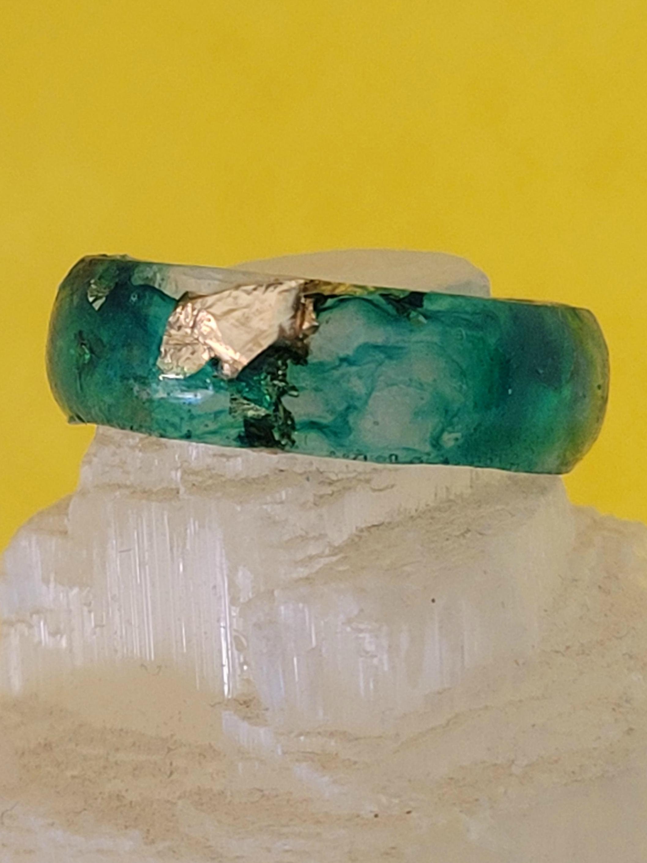 Green Ink and Gold Foil flat or Half Round Handmade Epoxy - Etsy