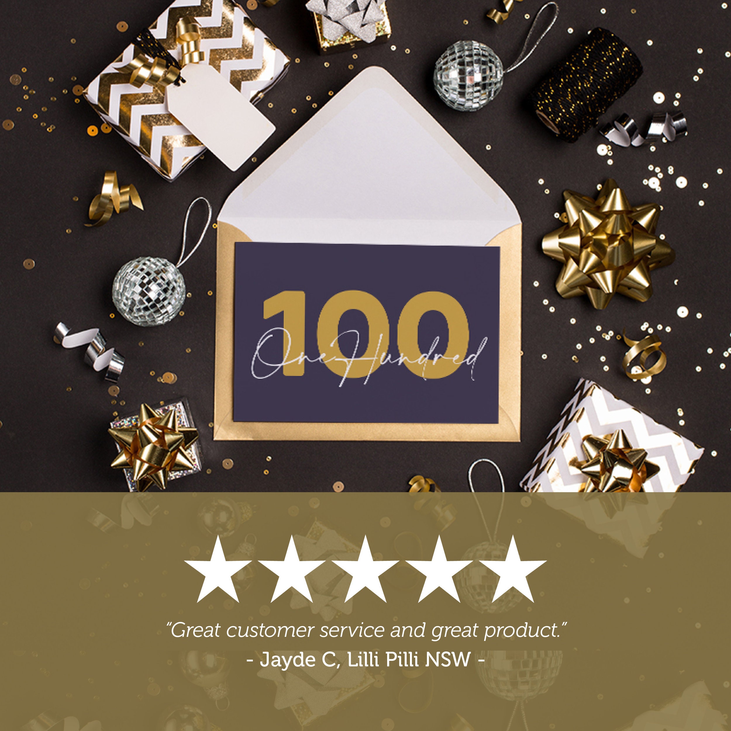 100th Birthday Card 'one Hundred' Australian Made Recycled Paper - Etsy