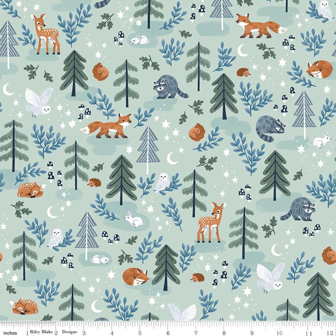 TWILIGHT CREATURES MAIN - Mint, by Natàlia Juan Abelló for Riley Blake ...