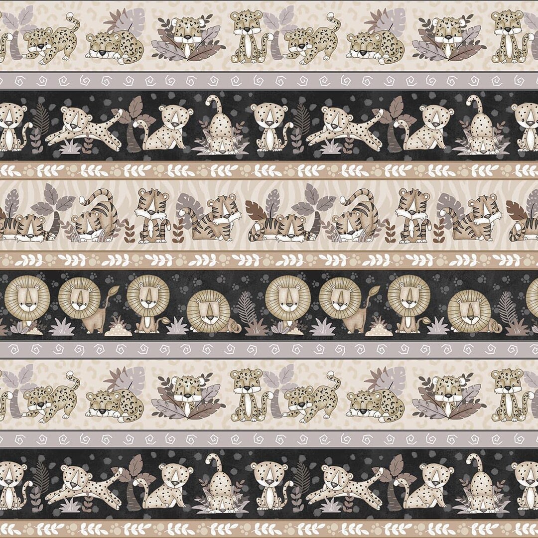 BIG KITTIES, NOVELTY Stripe, by Shelly Comiskey for Henry Glass & Co ...