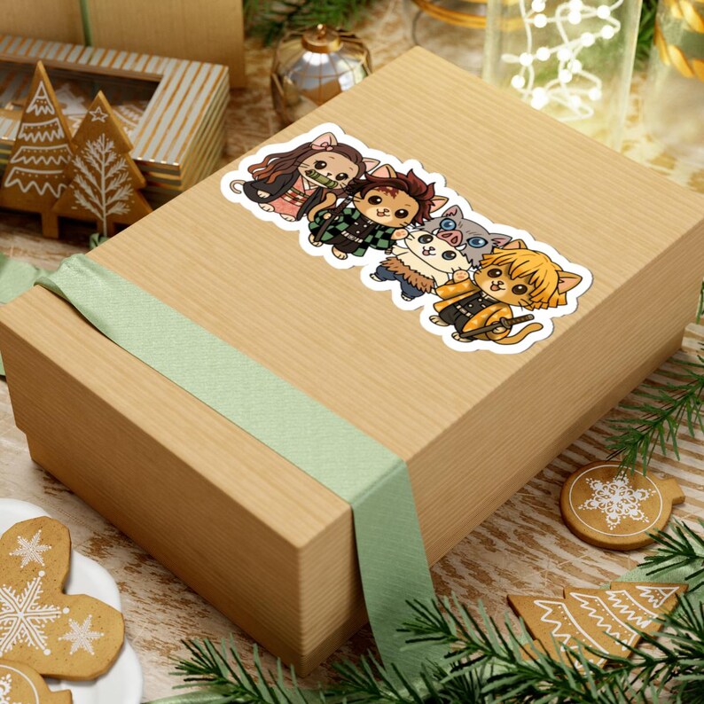 Demon Slayer Cat Tanjiro, Nezuko, Zenitsu and Inosuke Vinyl Sticker ...