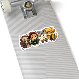 Demon Slayer Cat Tanjiro, Nezuko, Zenitsu and Inosuke Vinyl Sticker ...