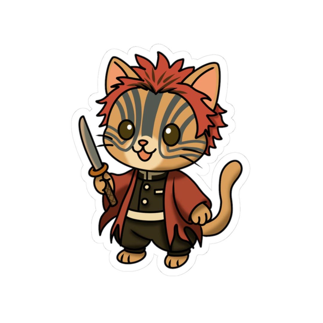 Demon Slayer Akaza Cat Vinyl Sticker Cute Anime Sticker - Etsy