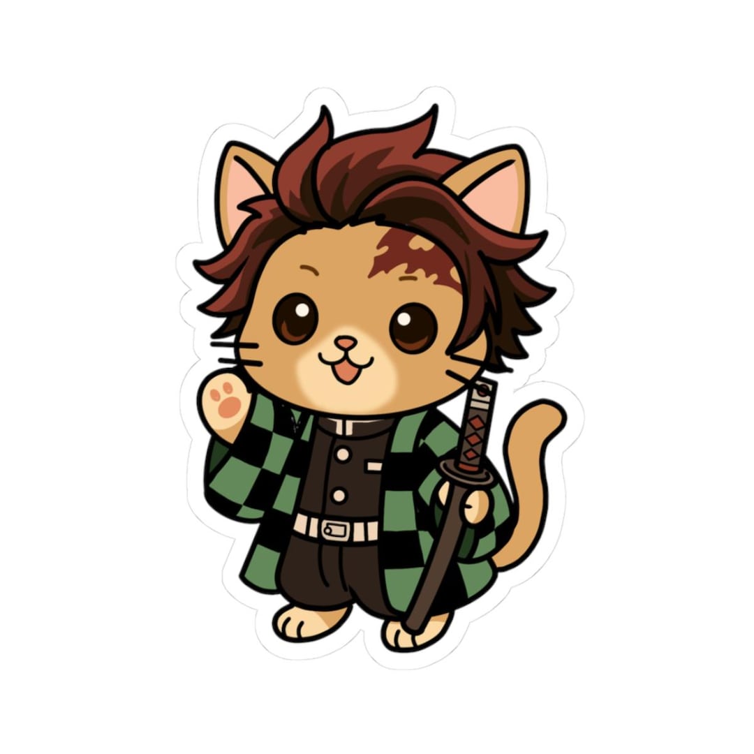Demon Slayer Tanjiro Cat Vinyl Sticker Cute Anime Sticker - Etsy