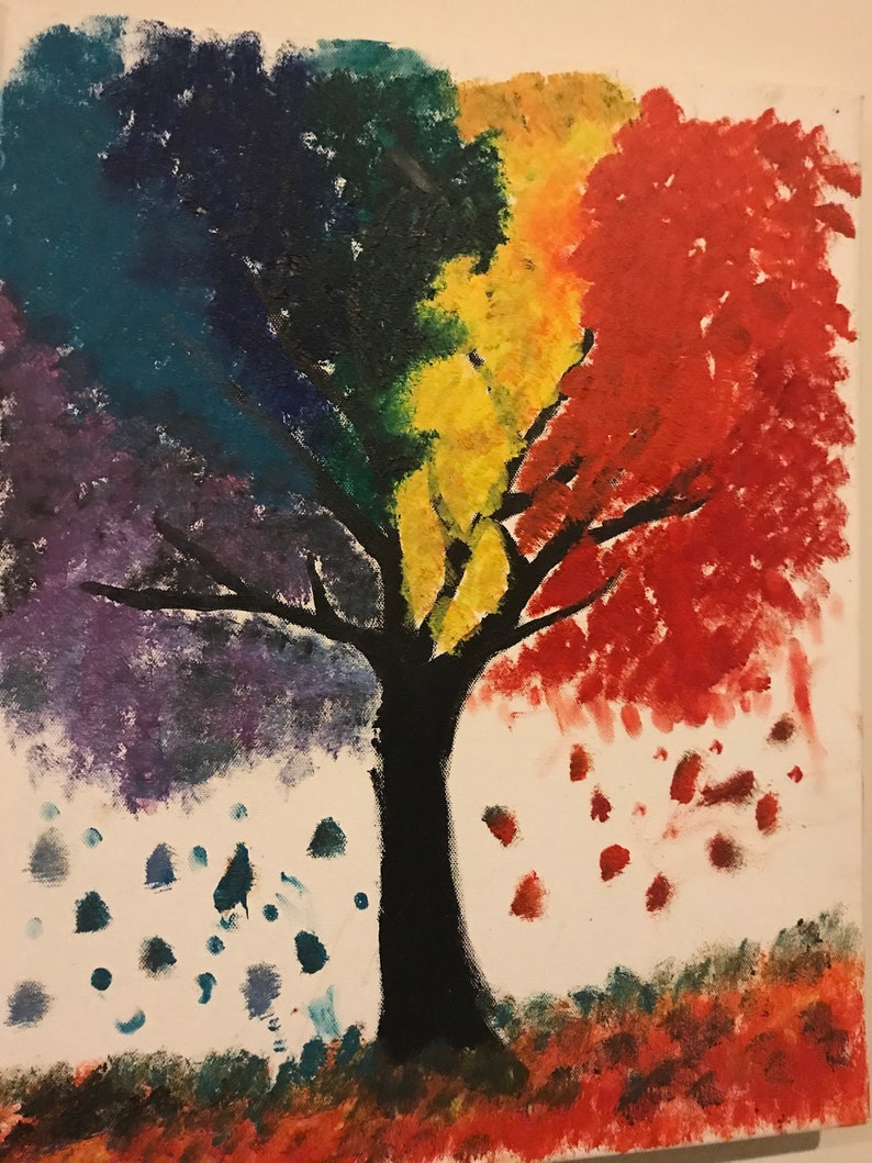 Rainbow Tree Painting - Etsy