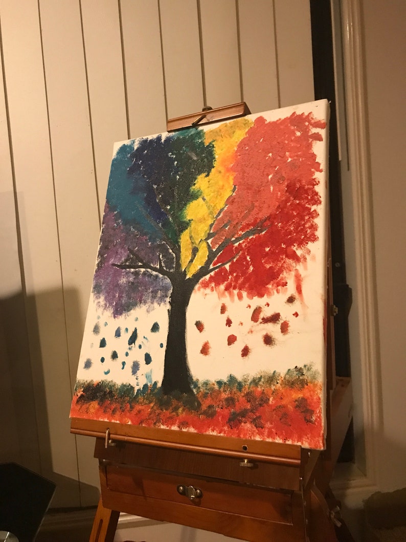 Rainbow Tree Painting - Etsy