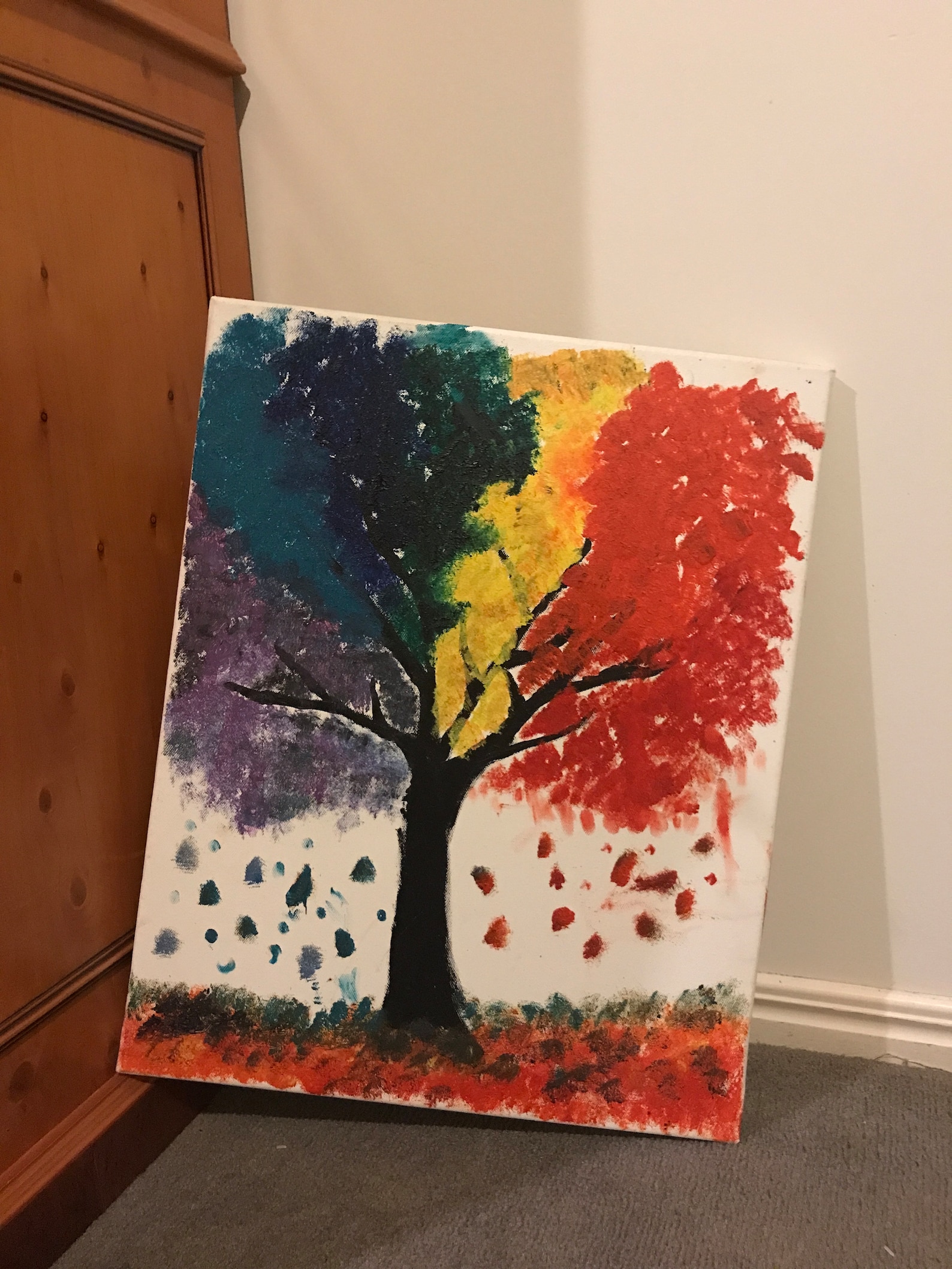 Rainbow Tree Painting - Etsy