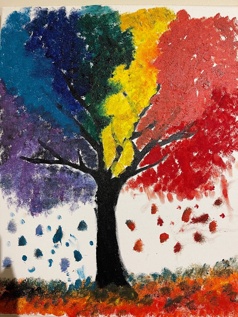 Rainbow Tree Painting - Etsy