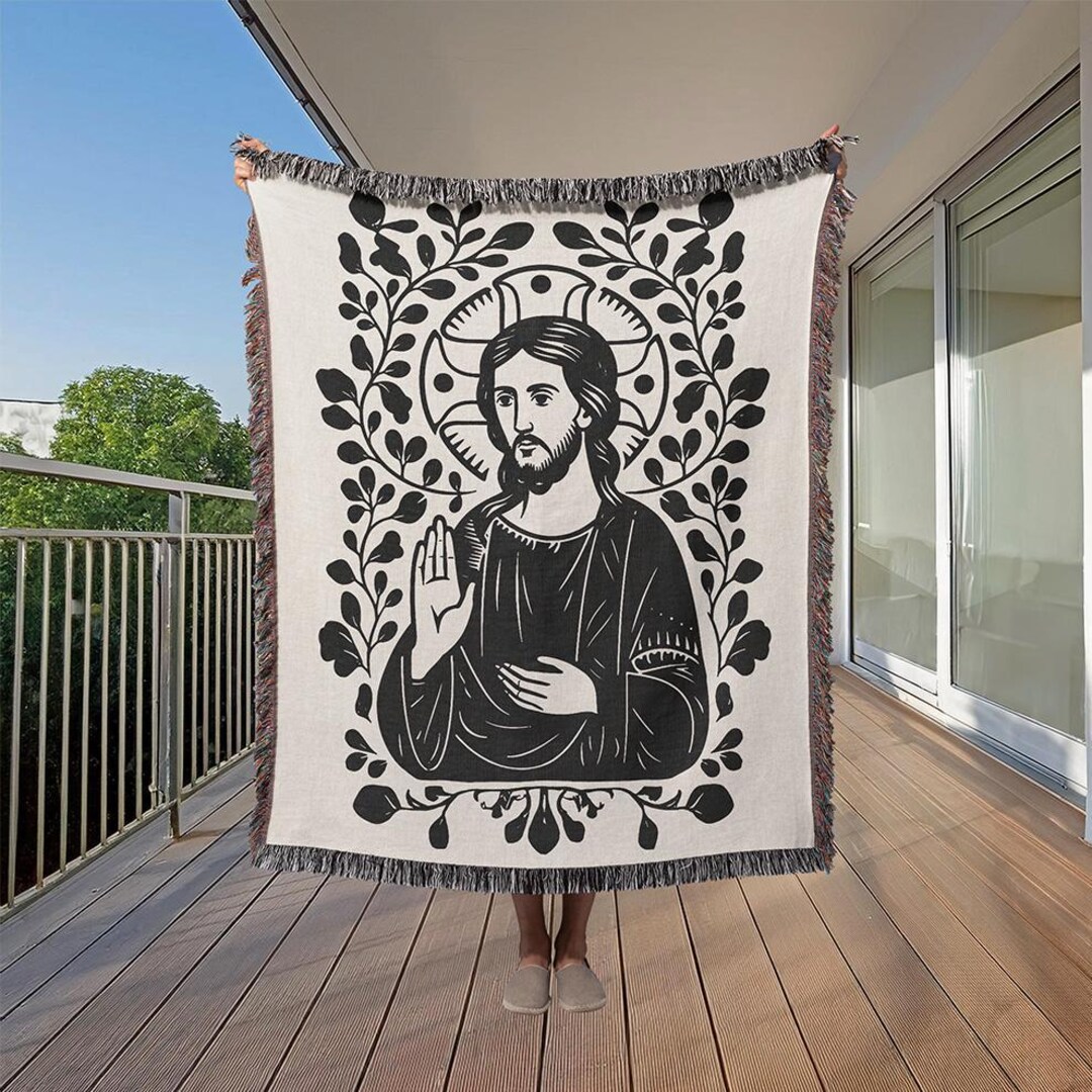 Jesus Christ Woven Blanket, Easter Christian Home Decor, Prayer Throw ...