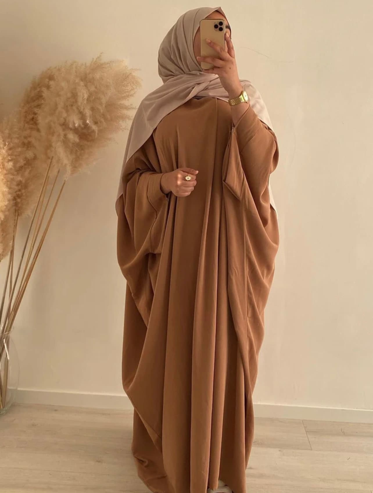 Luxury Muslim One Piece Jilbab Prayer Abaya Dress Batwing Sleeves ...