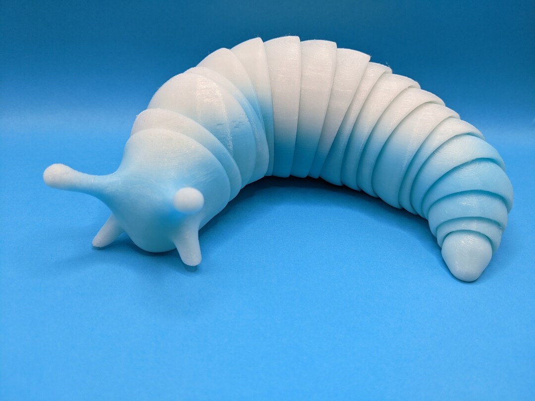 Mega Cloud Blue and White Articulated Slug - Fidget Toy - Etsy