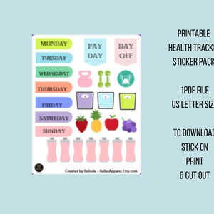 Printable Health Tracker Sticker Pack, Digital Download, Printable ...