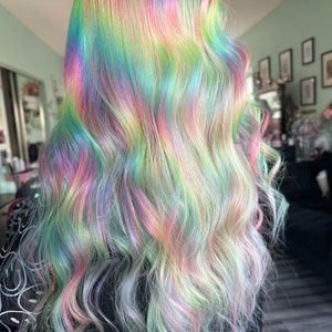 Rainbow Human Hair Wigs - Etsy