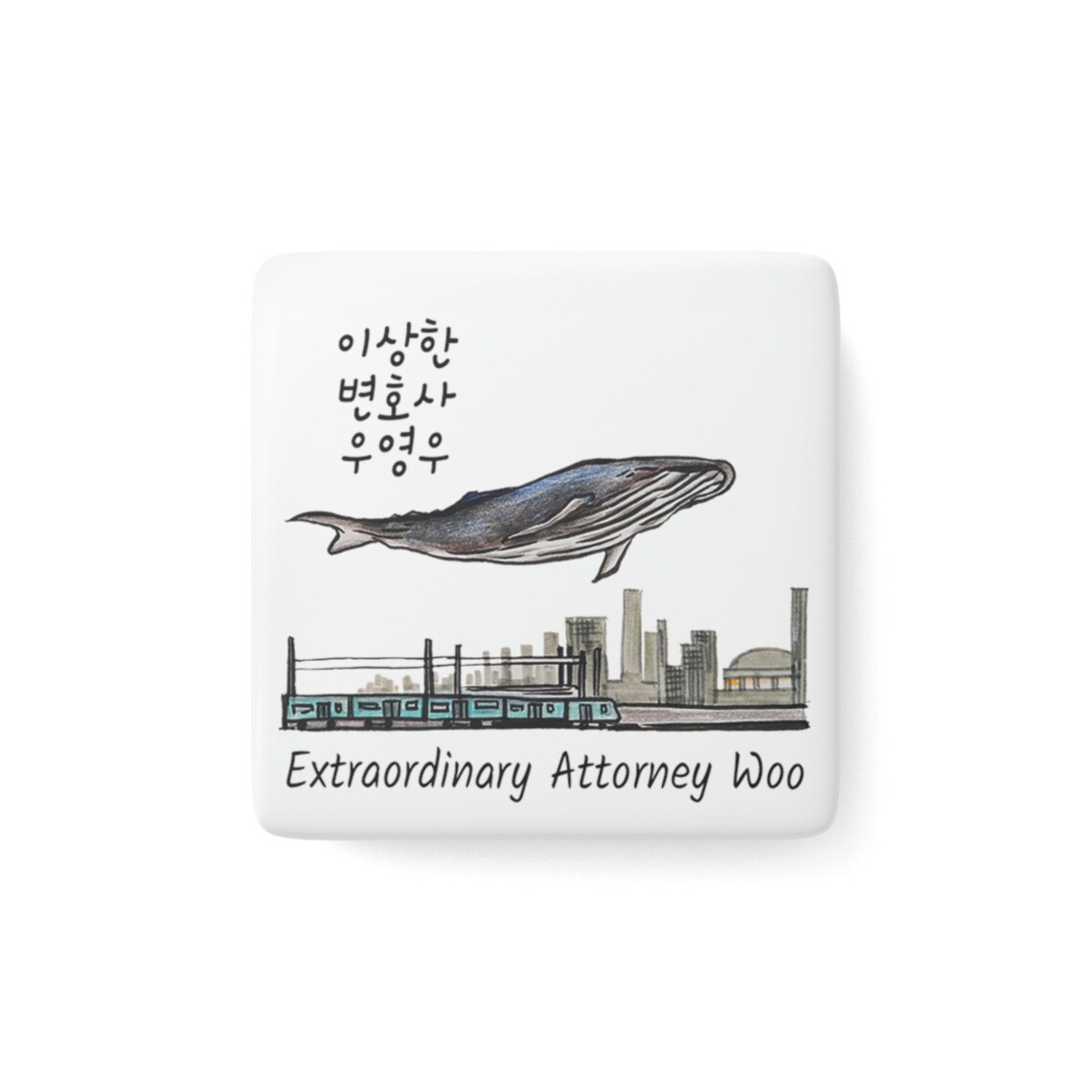 Extraordinary Attorney Woo Porcelain Magnet, Square, Whale Magnet ...