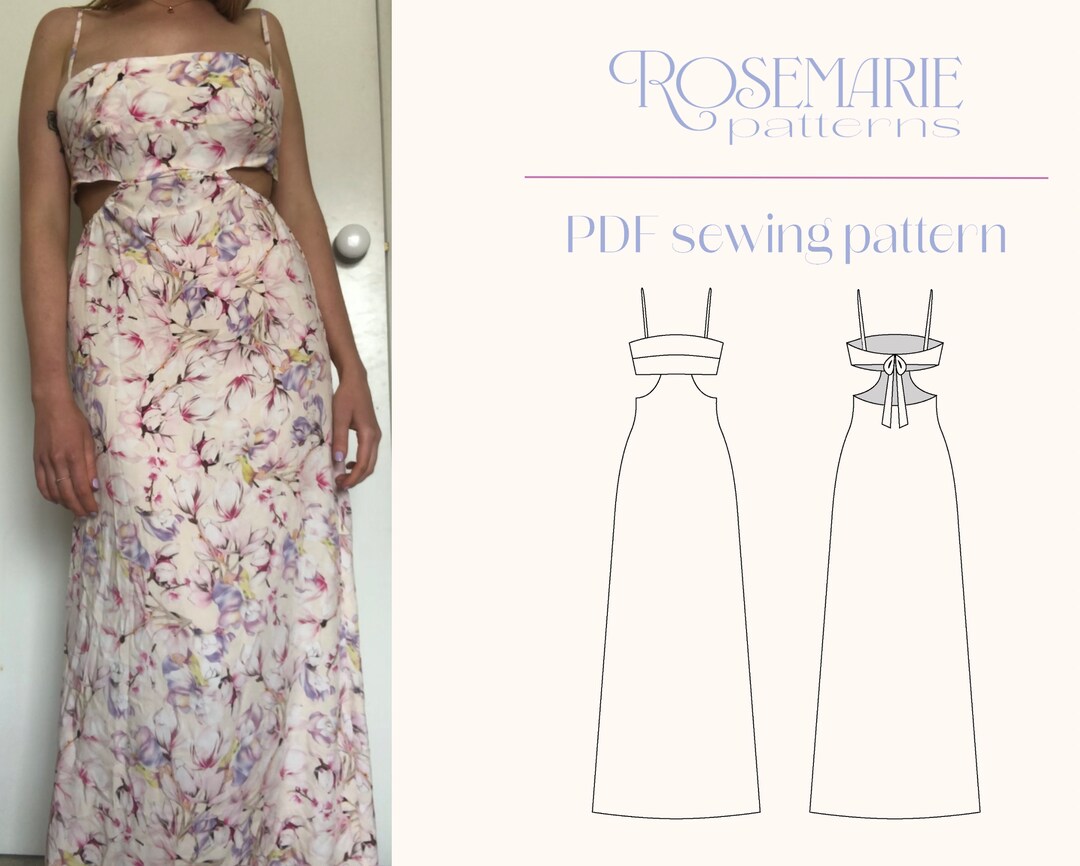 Lydia Dress. Maxi Dress With Cut Outs and Tie up Back Women's Digital ...