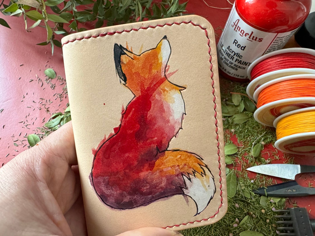 Fox Painting Card Holder, Minimalist Wallet for Men, Card Holder for ...