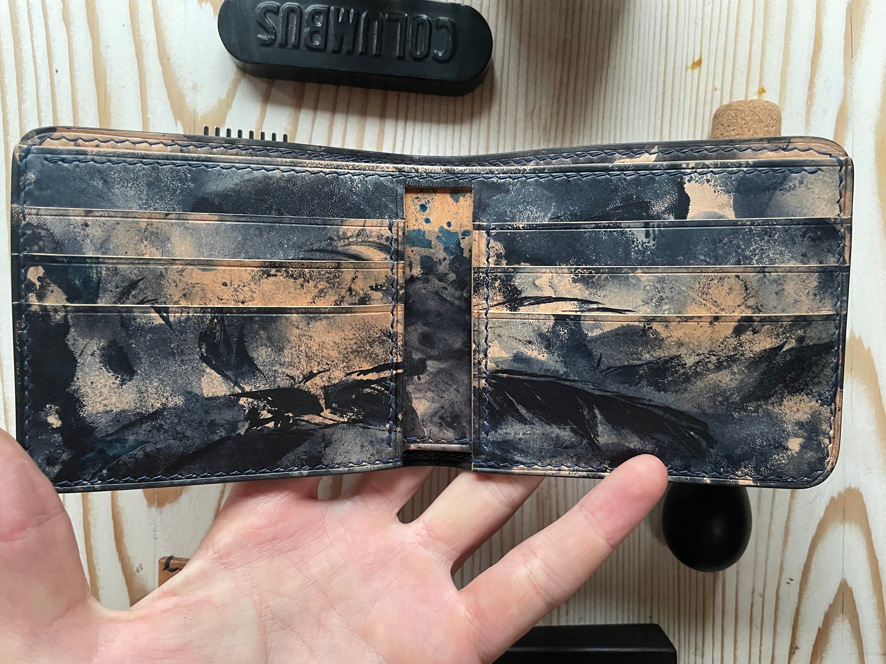 Raven Wallet, Carving Wallet, Vegtan Leather Wallet, Odin, Christmas ...