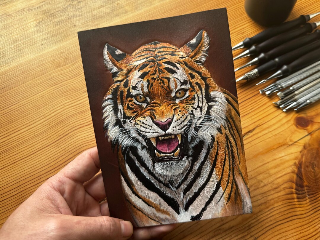 Tiger Carving, Leather Carving, Tiger Acrylic Paint, Tiger Realistic ...